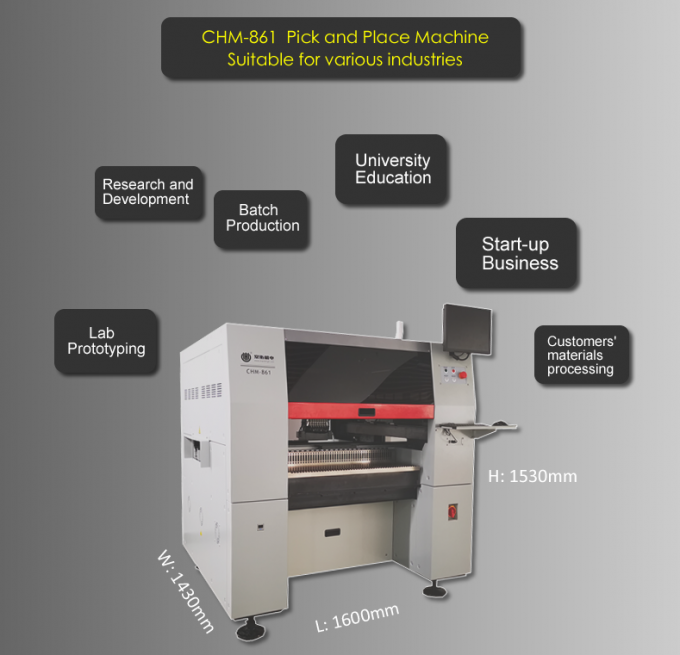 CHM-861 SMD Chip Mouter Pnp Machine 8 Heads 100 Feeders PCB Assembly Line