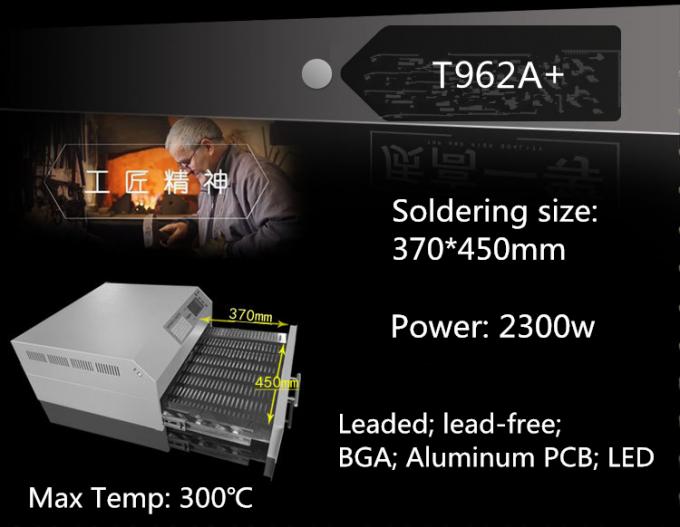 T962A Plus SMT Reflow Oven 450*370mm 2300w Infrared IC Heater PCB ...