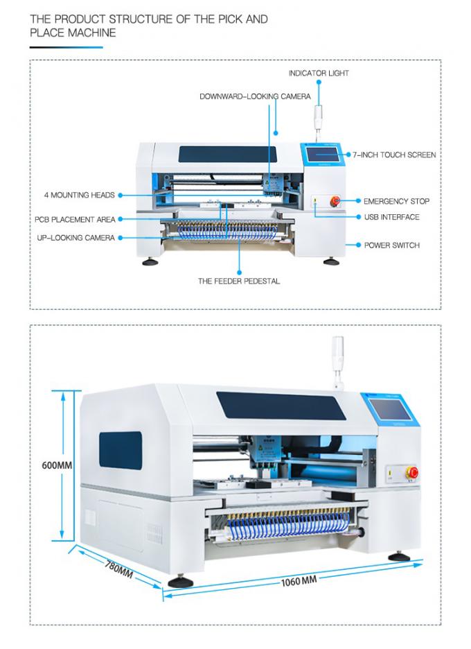 4 Heads 30 Feeders CHMT530P4 Chip Mounter with Yamaha Feeder SMD Pick ...