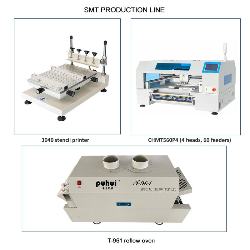 Small SMT Line 60 Feeders 4 Heads CHMT560P4 SMT P&P Machine / Reflow ...