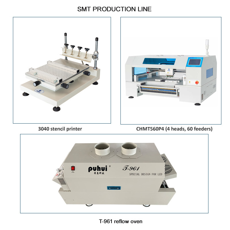 Small SMT Line 60 Feeders 4 Heads CHMT560P4 SMT P&P Machine / Reflow ...